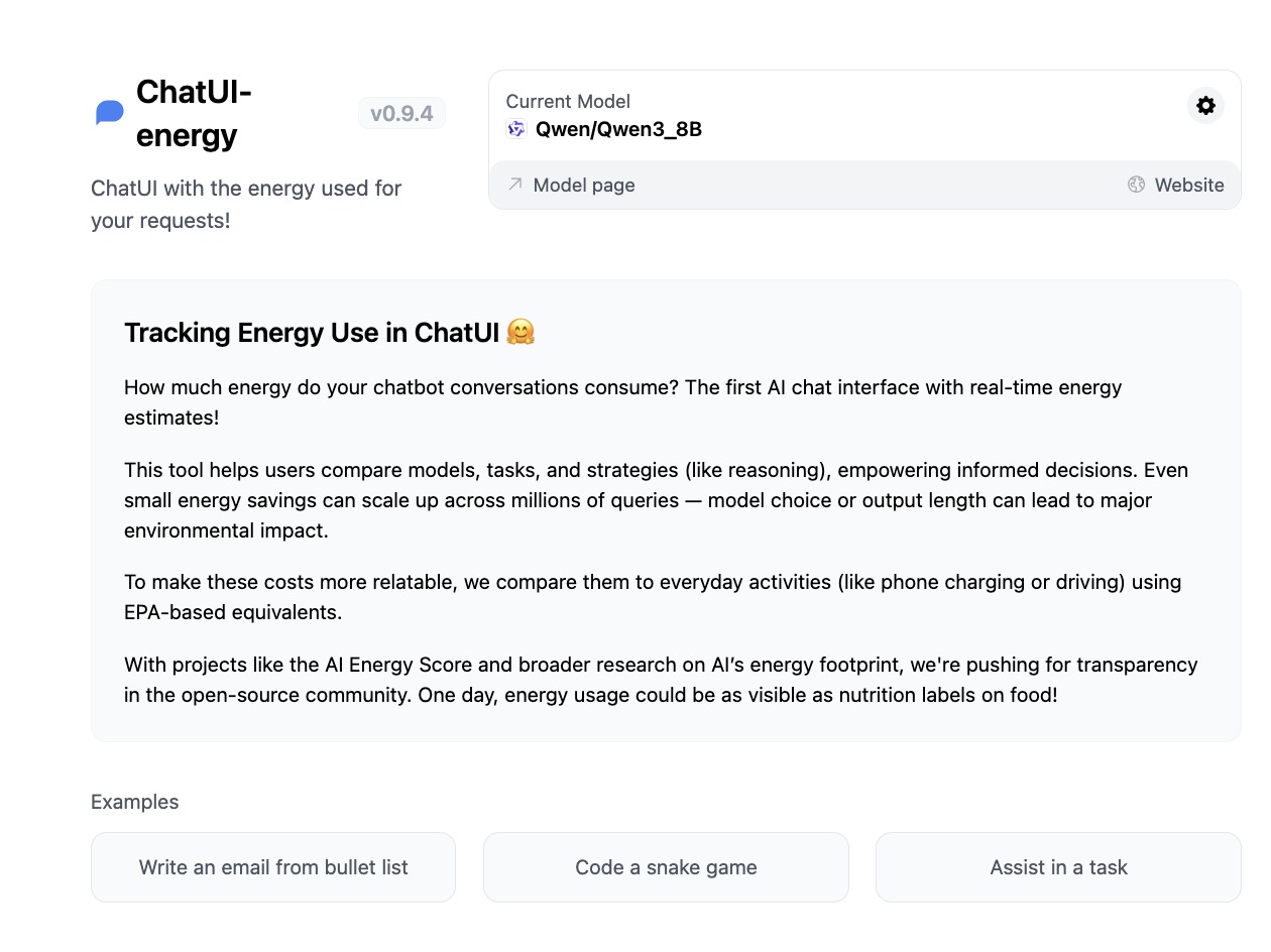 ChatUI 🤗: Hugging Face calcule en temps réel la consommation avec votre ...